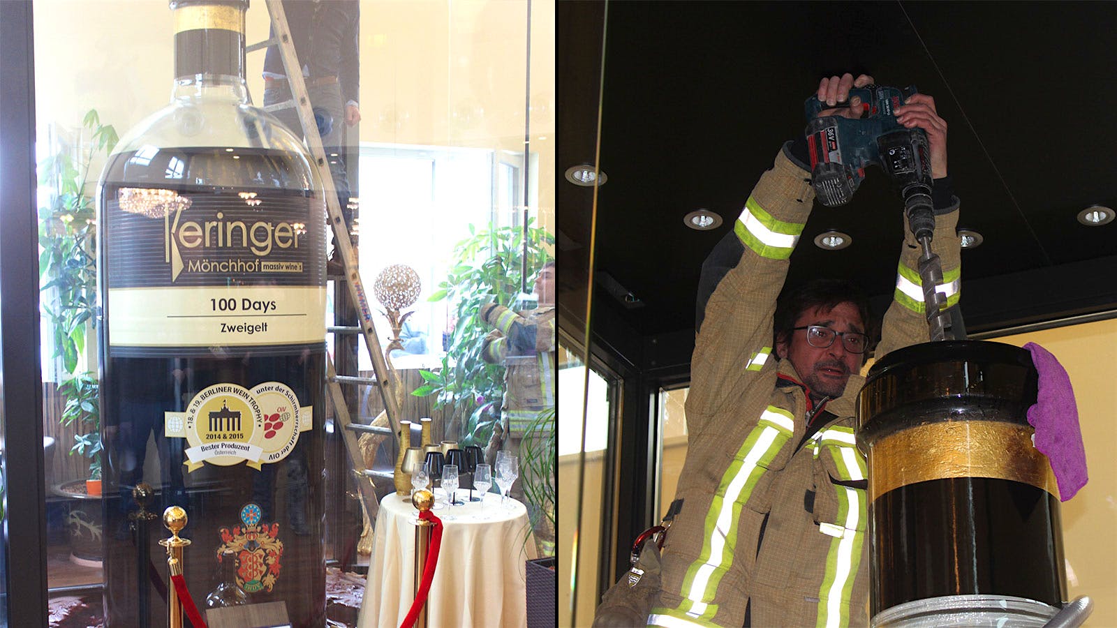 Record-Breaking 10-Foot-Tall Bottle Erupts in Enormous Red-Wine Flood